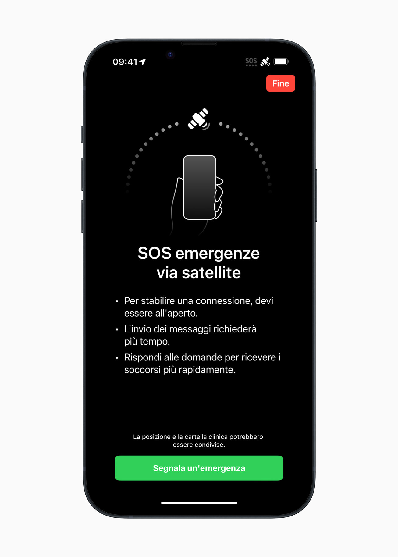 SOS emergenze via satellite disponibile oggi sulla linea iPhone 14 in ...